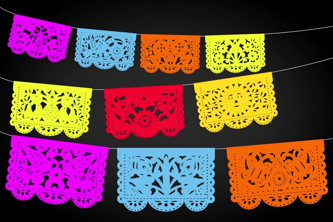 Cinco De Mayo, 5 Pack Banners, Paper Picado Garland, Fiesta Decoration ...