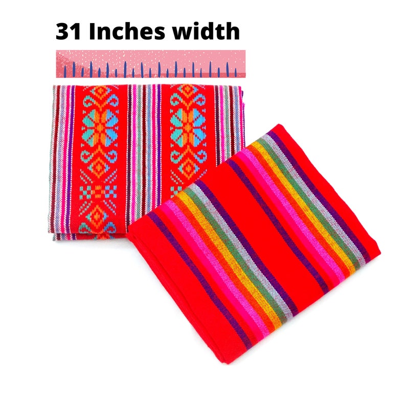 Mexican Fabric Red Tribal Fabric Mexican Fabric by the Yard | Etsy