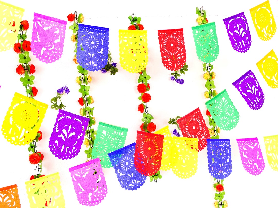 Mexican Papel Picado Garlands, 5 PK, Fiesta Decoration, Cinco De Mayo ...