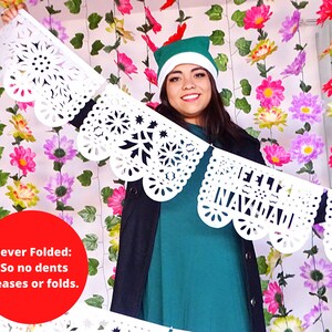 White Papel Picado Banners, Christmas Banners,5 PK Mexican Christmas ...