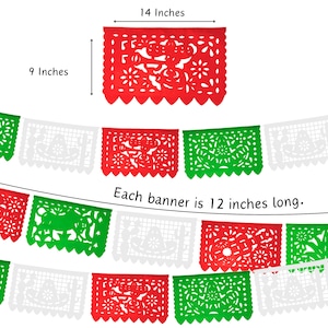 Papel Picado Mexican Fiestas Patrias, 5 PK Tricolor Paper Hanging ...
