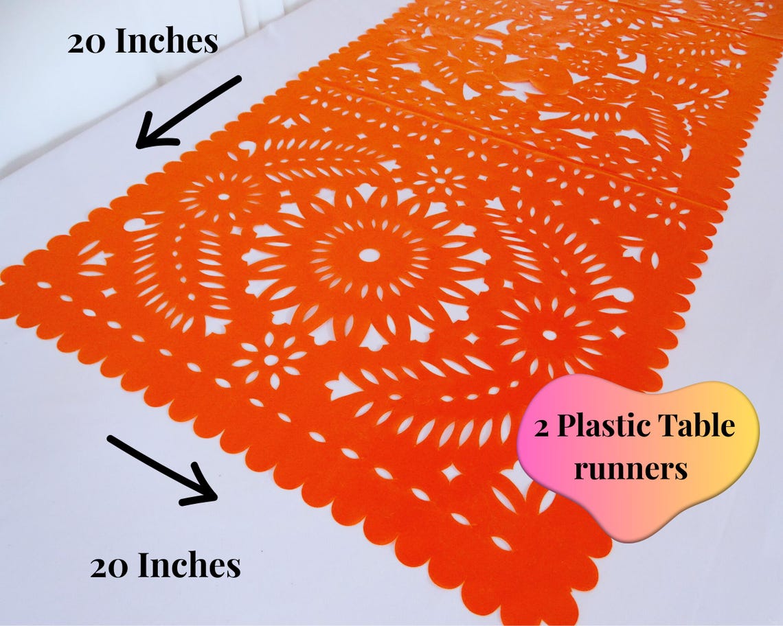 2 Pack, Orange Plastic Table Runners, Mexican Fiesta Decor, 20x72 ...