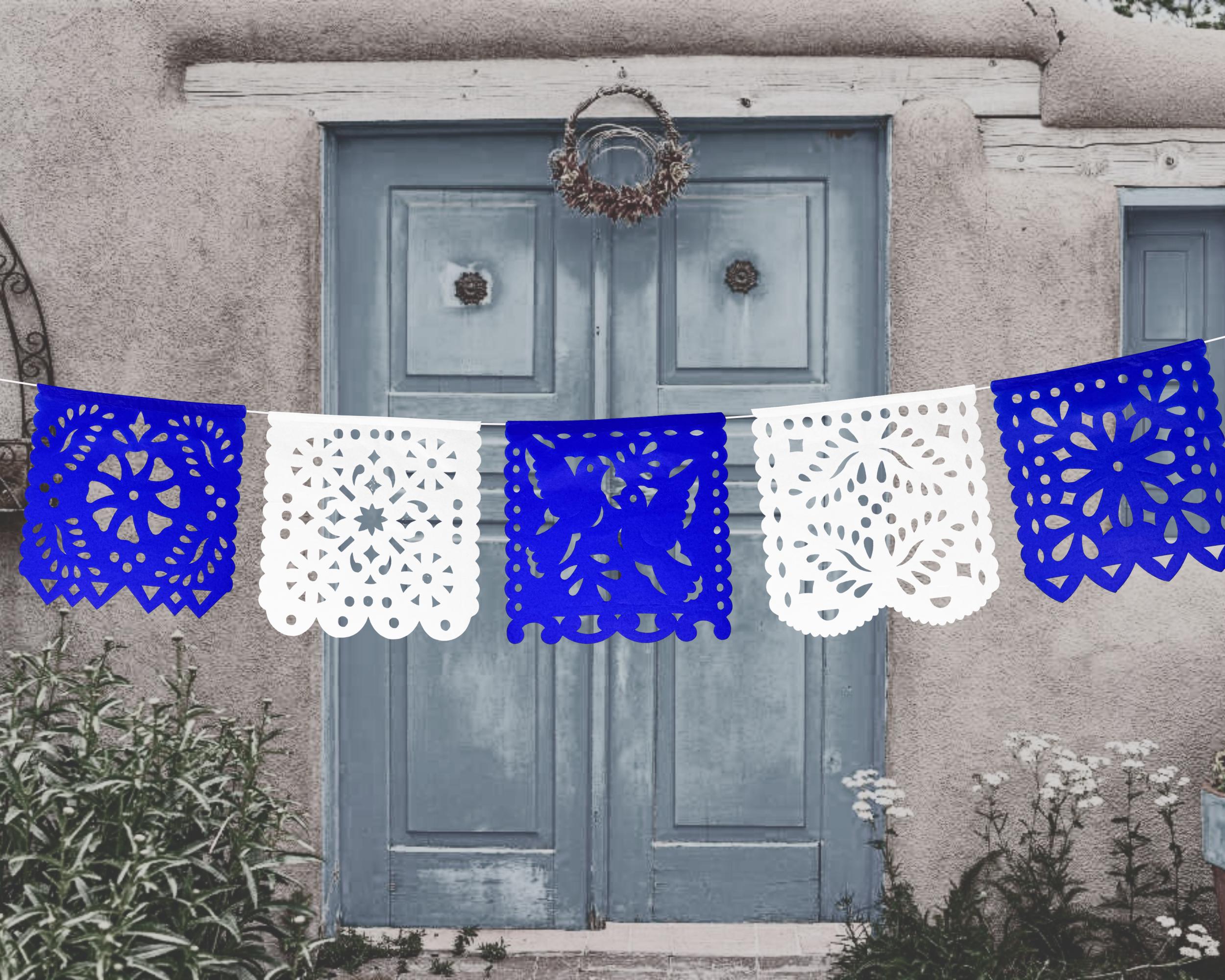 Talavera Blue & White Papel Picado Banners: Fiesta Party Decor, 50 Feet ...