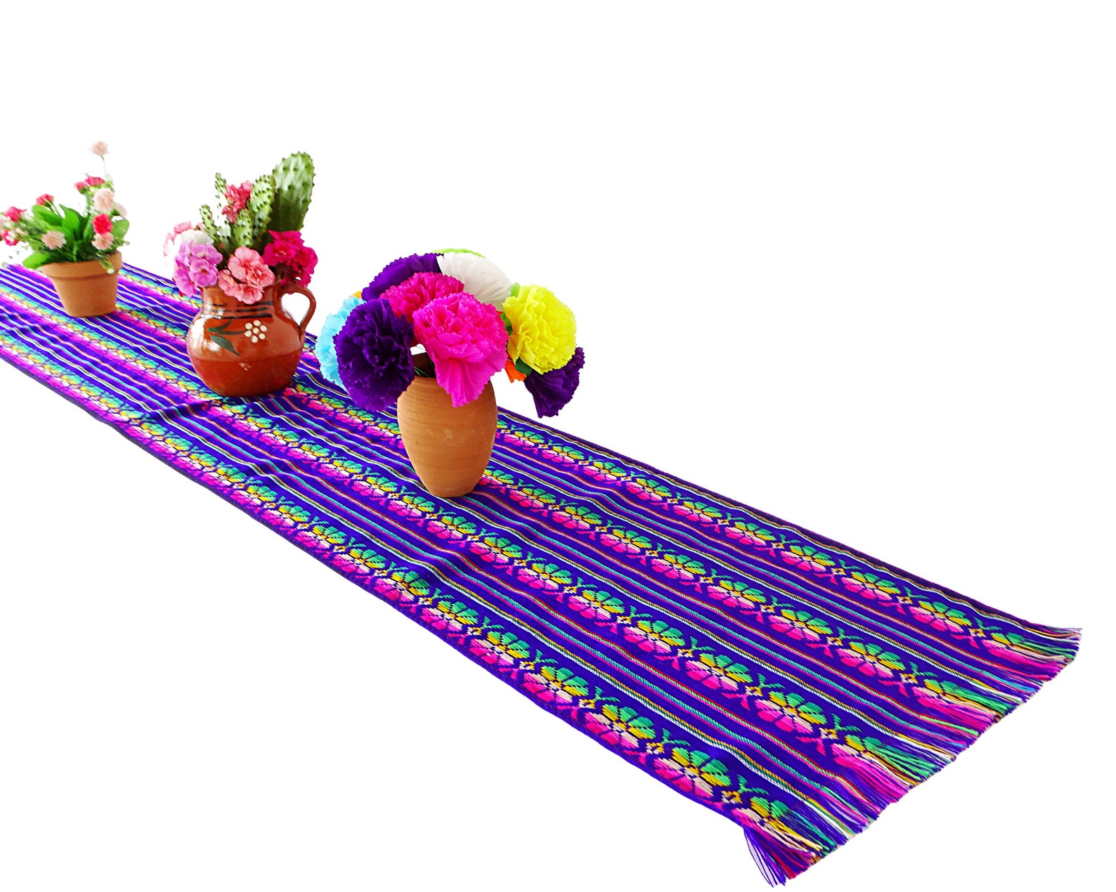 Mexican Fiesta Table Runner: Purple Embroidered Table Linens (14x72 ...