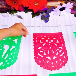 Navidad Papel Picado, 5 PK, Red and Green Papel Picado Banners, Small ...