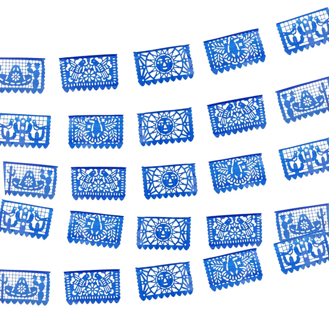 Plastic Blue Papel Picado, 3 Pk Garlands Mexican Party Theme, Wedding ...