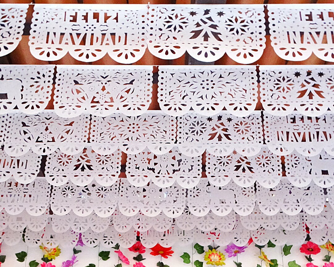 White Papel Picado Banners Christmas Banners5 PK Mexican - Etsy