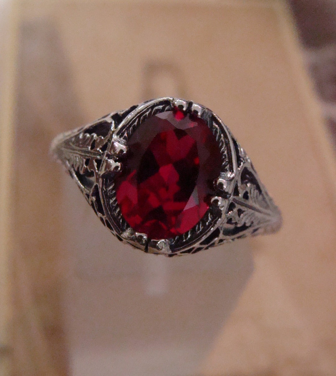 Lovely Sterling Filigree Ruby Ring Size 6.5 - Etsy