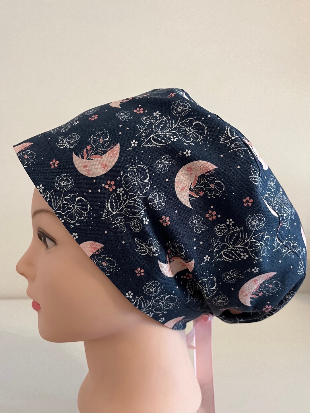 Women’s Flower and Moon Euro Scrub Caps & Surgical Caps - Etsy