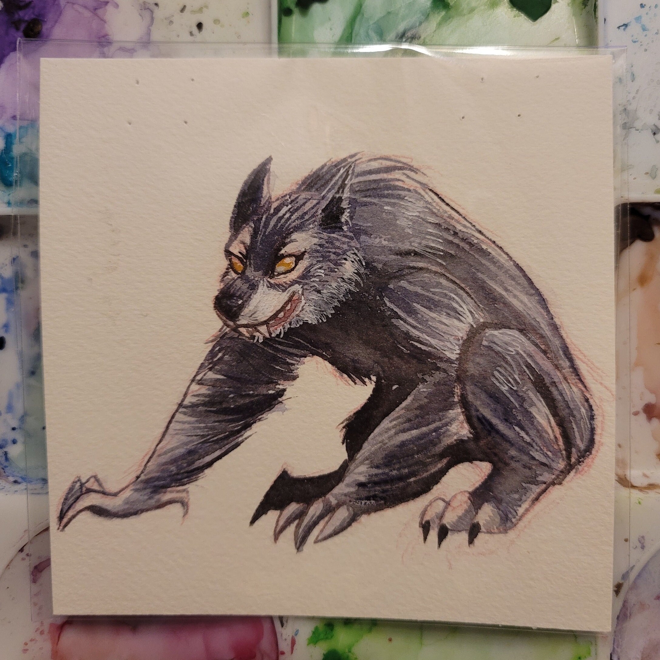 Werewolf Halloween Watercolor Painting Werewolf 15: Helsing Gray - Etsy