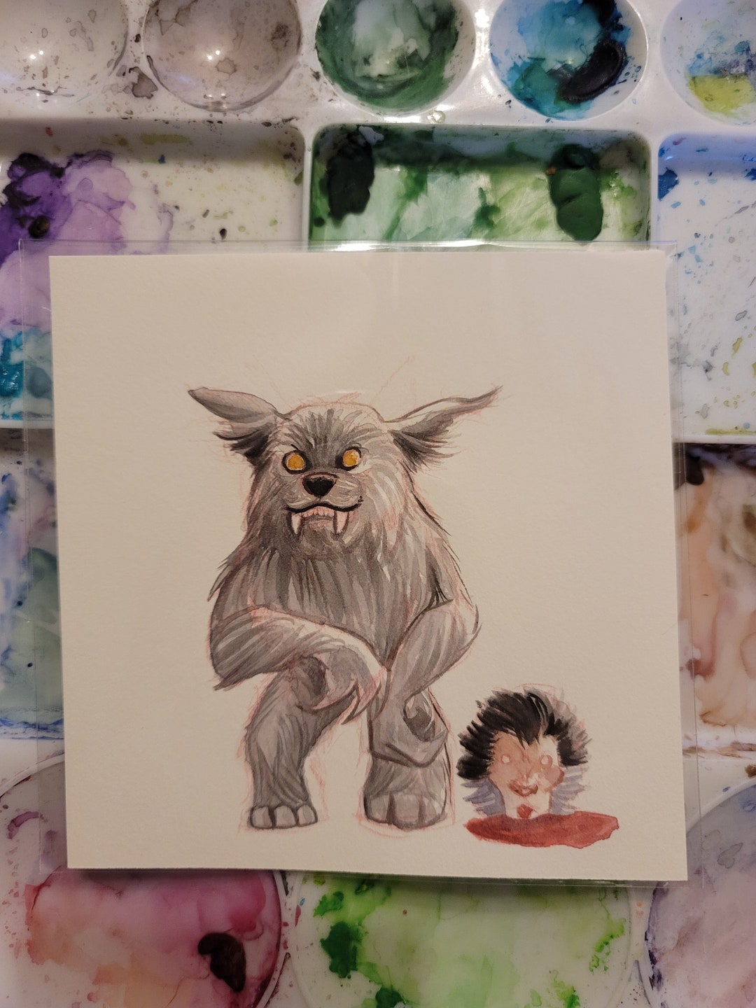 Werewolf Halloween Watercolor Painting Werewolf 7: Oz Buffy Phases - Etsy