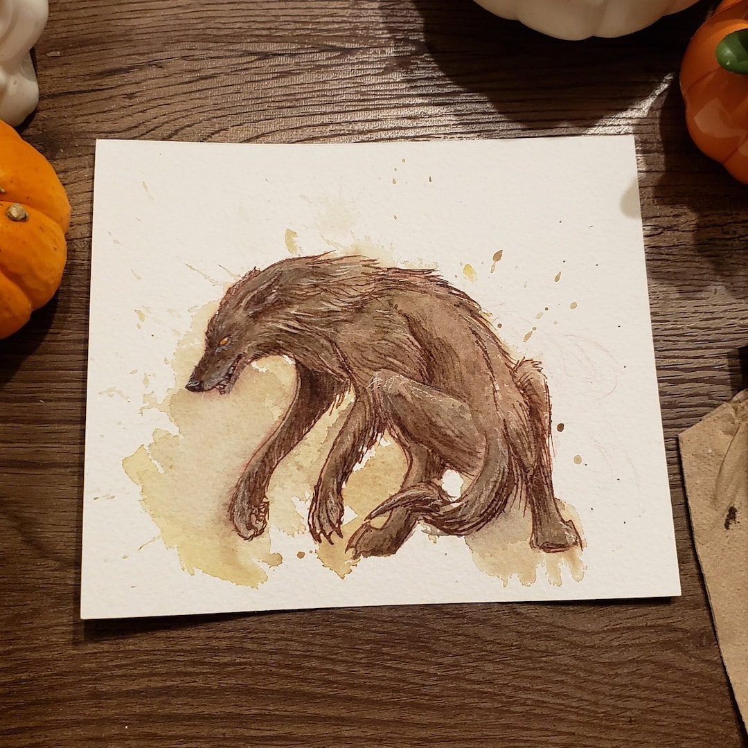 Werewolf Halloween Watercolor Painting Werewolf 19: Grimm Huntsman - Etsy