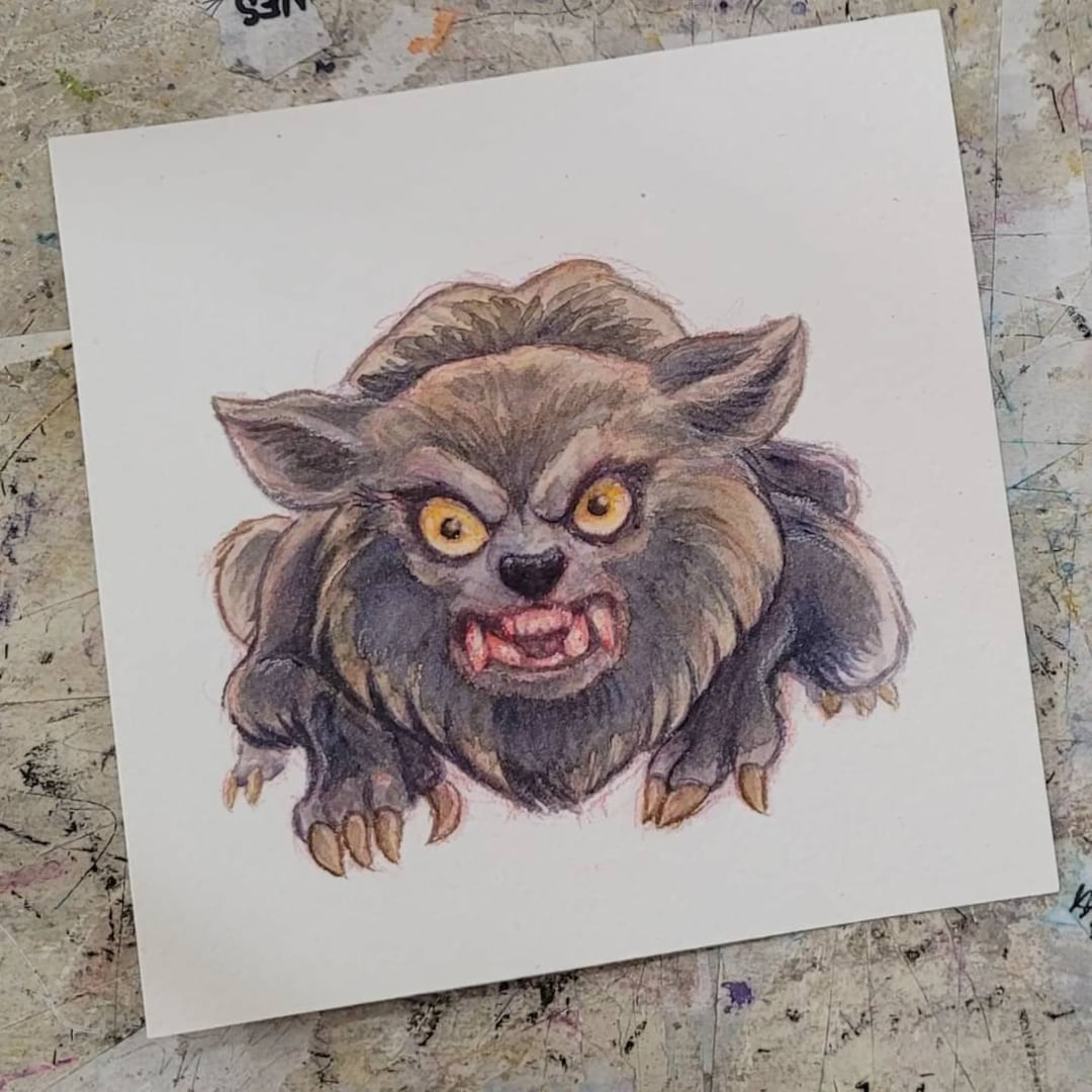 Werewolf Halloween Watercolor Painting Werewolf 24: American David - Etsy