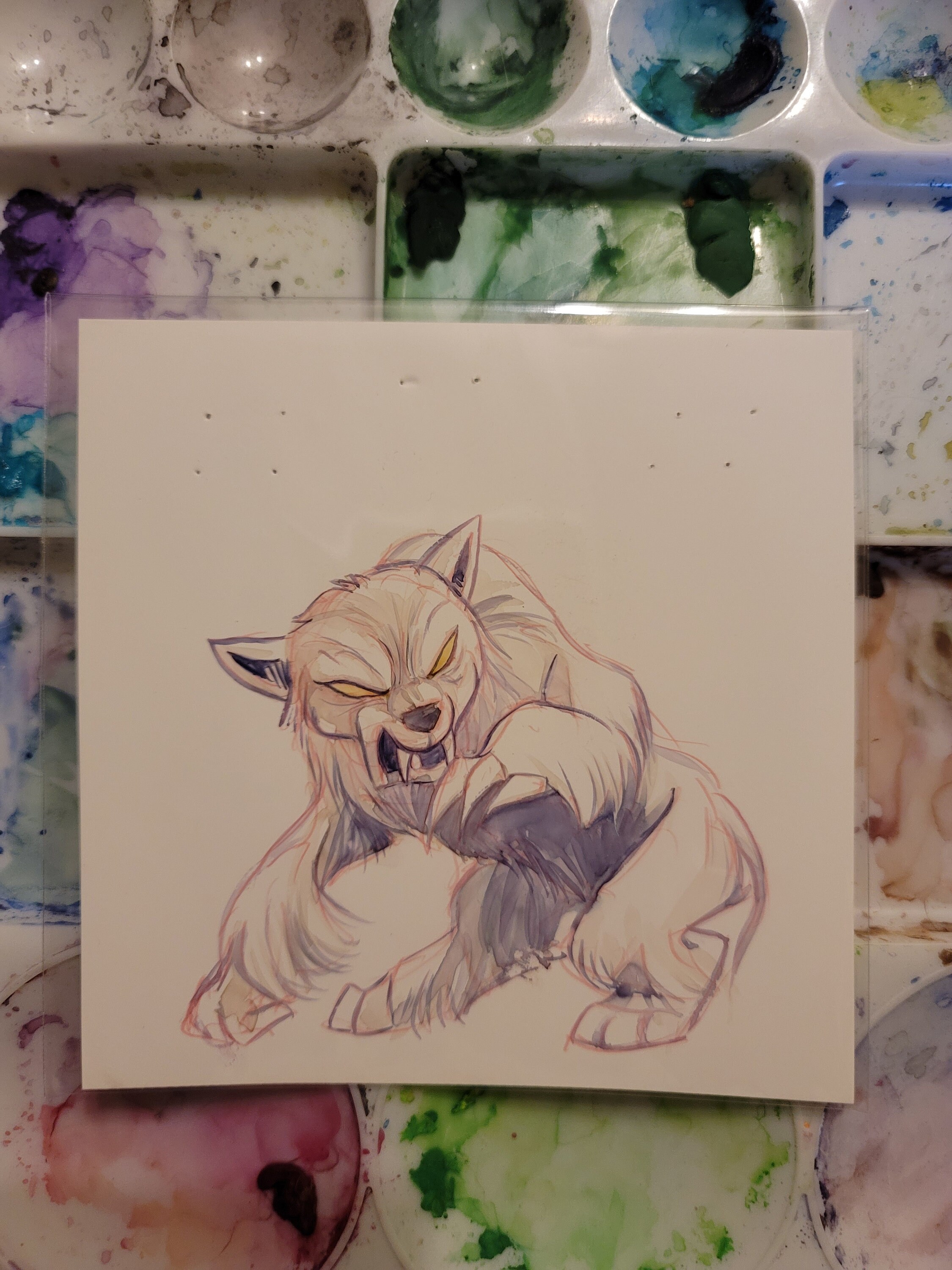 Werewolf Halloween Watercolor Painting Werewolf 6: Ginger Girl Female ...