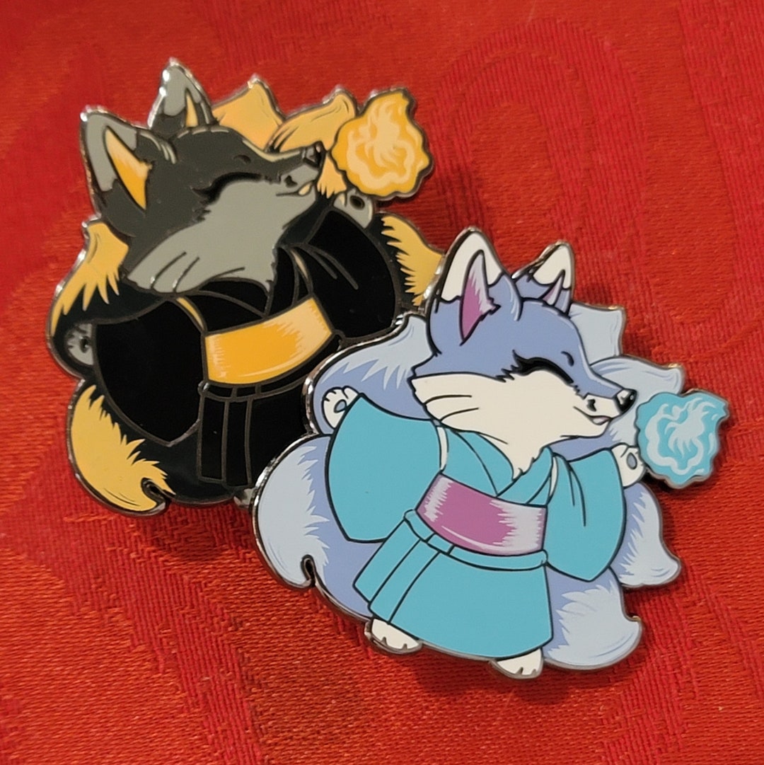 Kitsune Cute Chibi Halloween Enamel Pin Cryptid - Etsy