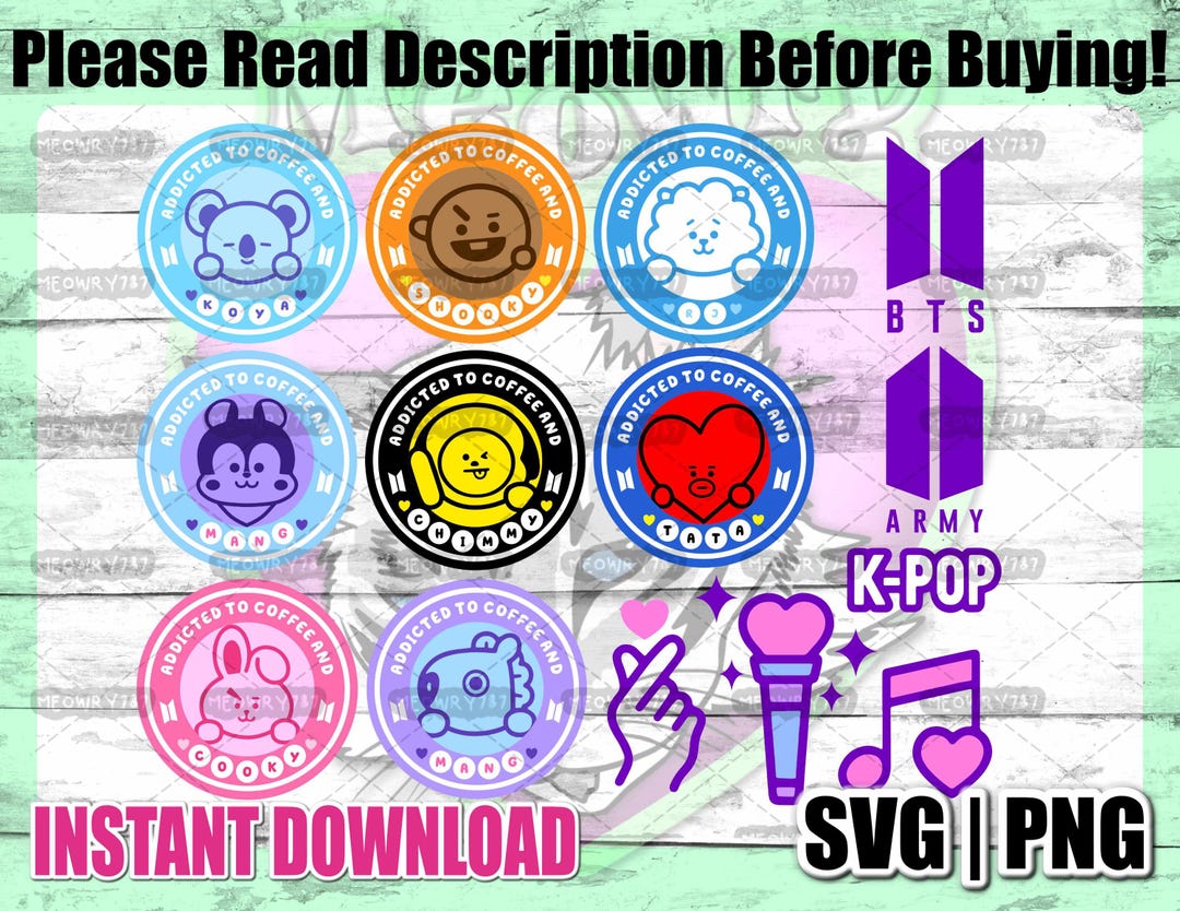 BTS Coffee Labels SVG - Etsy