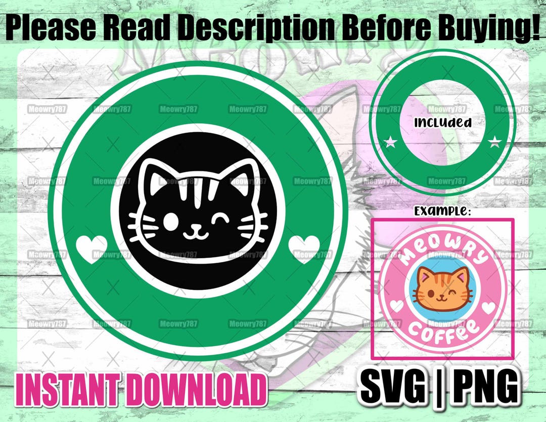 Cute Cat Coffee Cup Logo SVG - Etsy