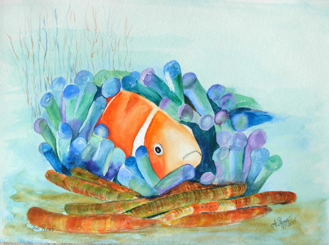 Clown Fish, Nemo, Tropical Fish, the Reef, Original Watercolor Painting ...