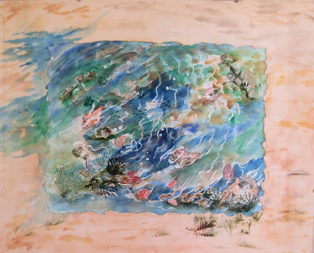 Seascape,beach,tide Pool, Landscape, Original Watercolor, Shore,tidal ...