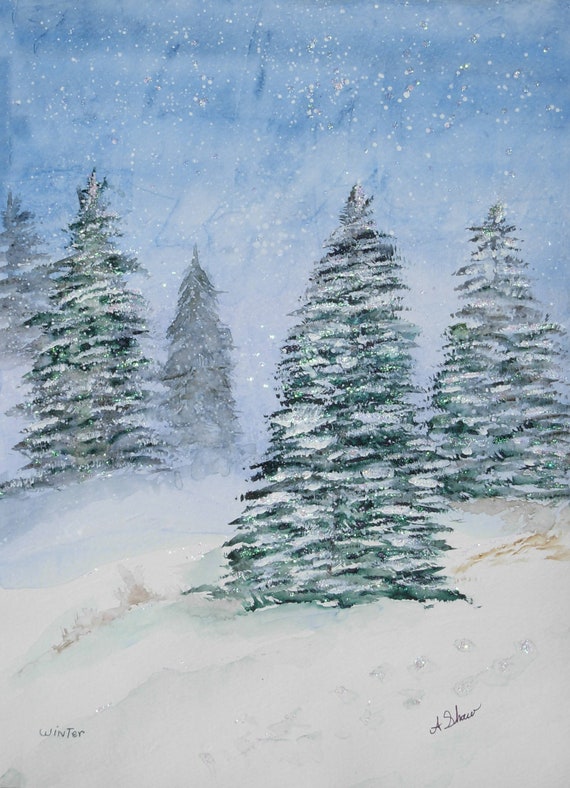 Winter Pine Tree Paintings