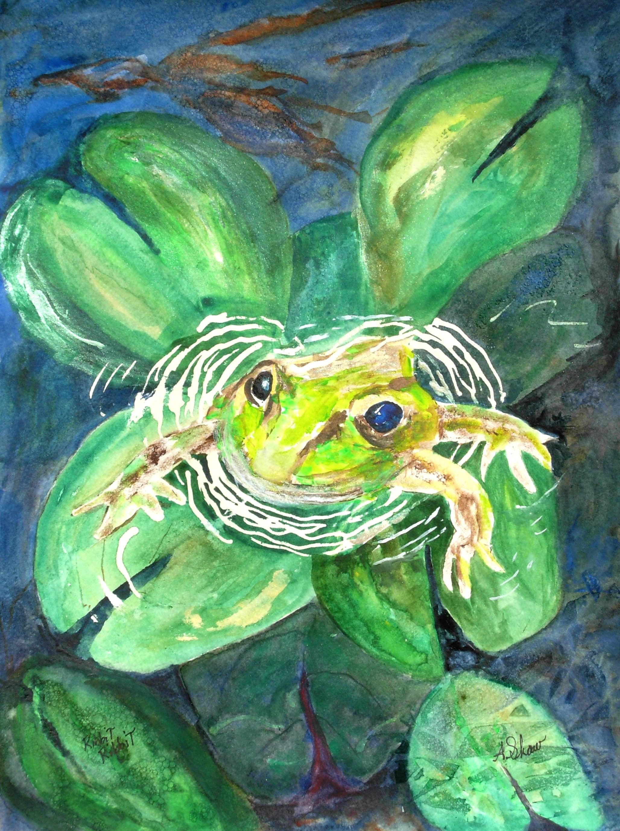 Frog, Watercolor Painting, Handmade,florida,swamp,lily Pads, Home Decor ...