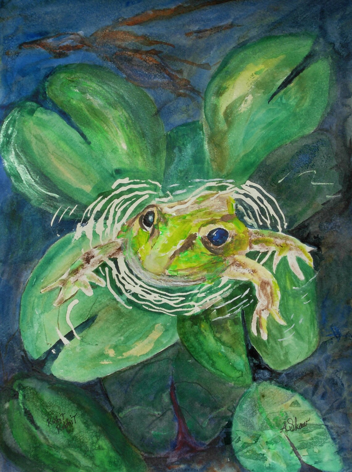 Frog in Pond,watercolor Painting, Handmade, Colorful,florida,swamp,lily ...