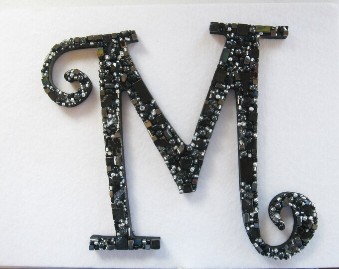 Mosaic M Sparkly Glitzy Black and Silver Letter M Special Gift - Etsy