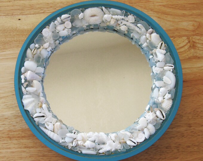 Handcrafted Seashell Mirror Shells and Sea Glass With Sparkly | Etsy