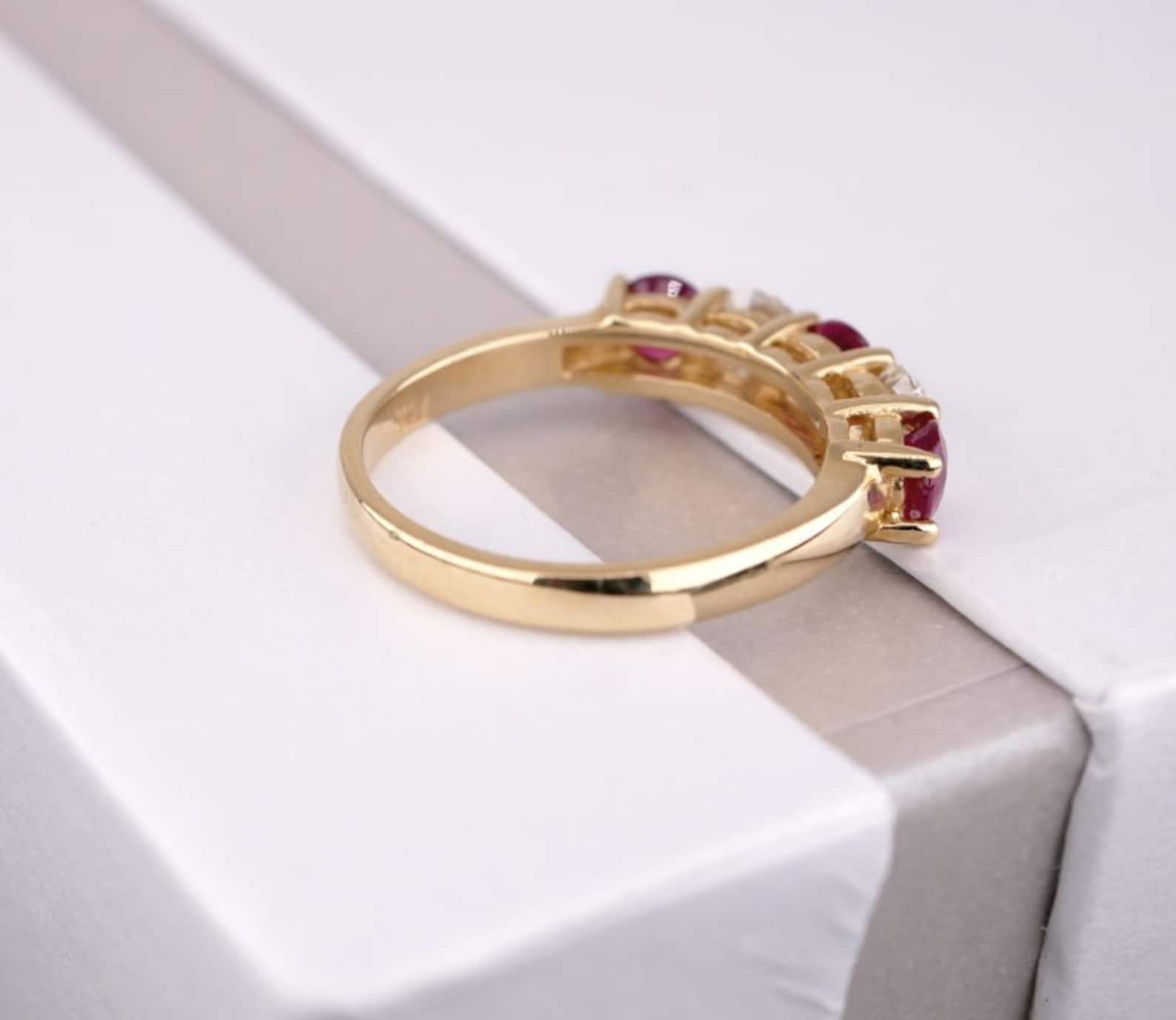 Ruby and Diamond Anniversary Ring With Diamond and Ruby 5 - Etsy