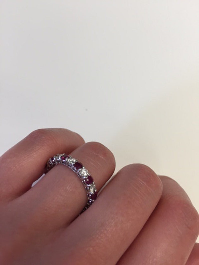 2.00cttw Ruby & Diamond Eternity Band Size 8 - Etsy