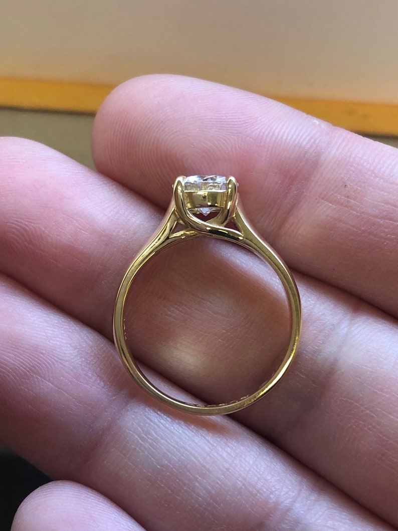 Trellis Engagement Ring Charles and Colvard Forever One Round - Etsy