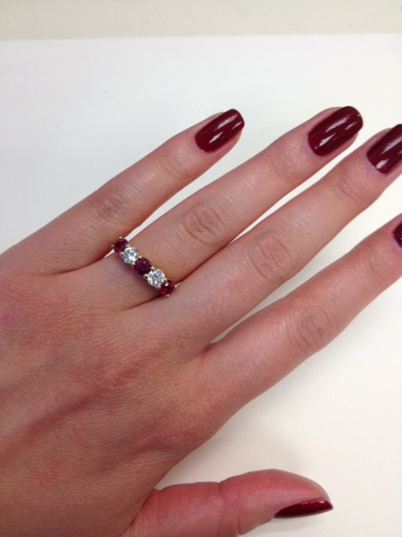 Ruby and Diamond Anniversary Ring With Diamond and Ruby 5 - Etsy