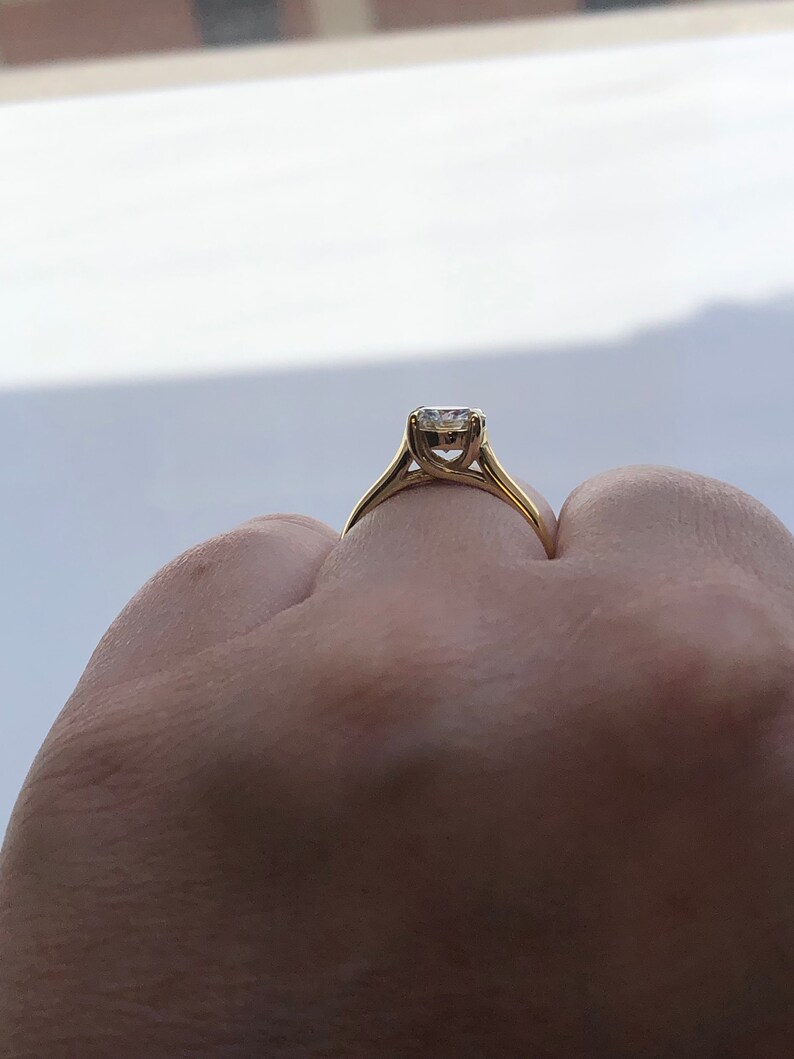 Trellis Engagement Ring Charles and Colvard Forever One Round - Etsy