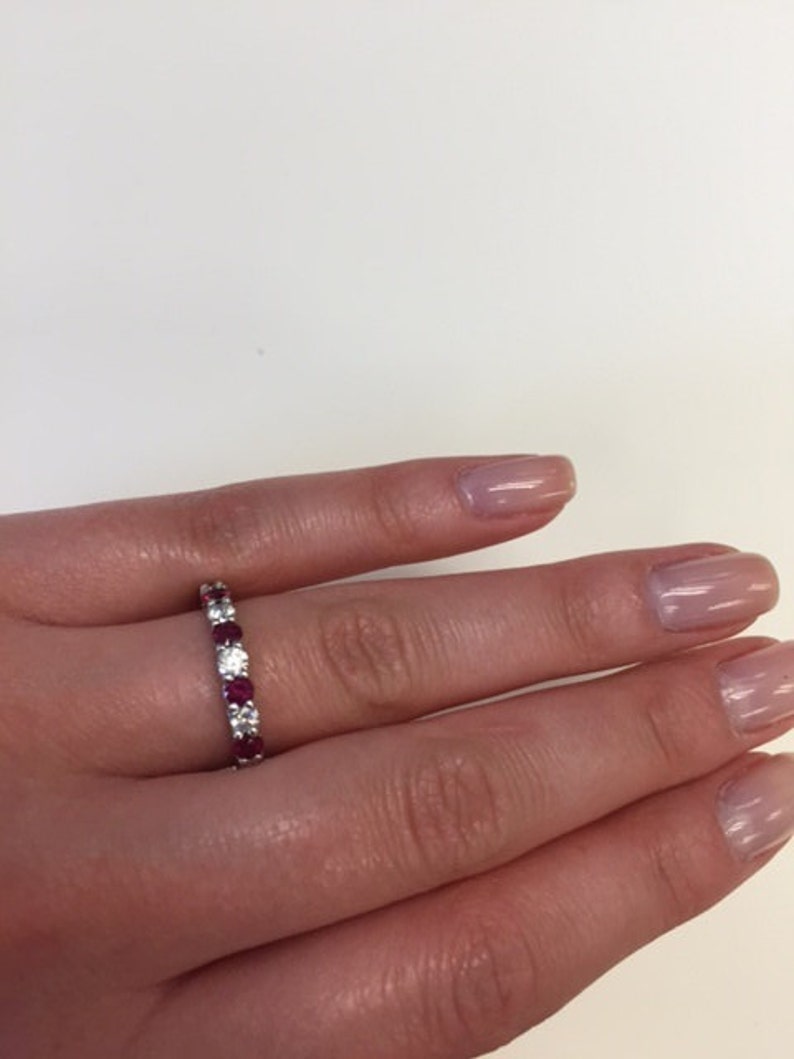 2.00cttw Ruby & Diamond Eternity Band Size 8 - Etsy