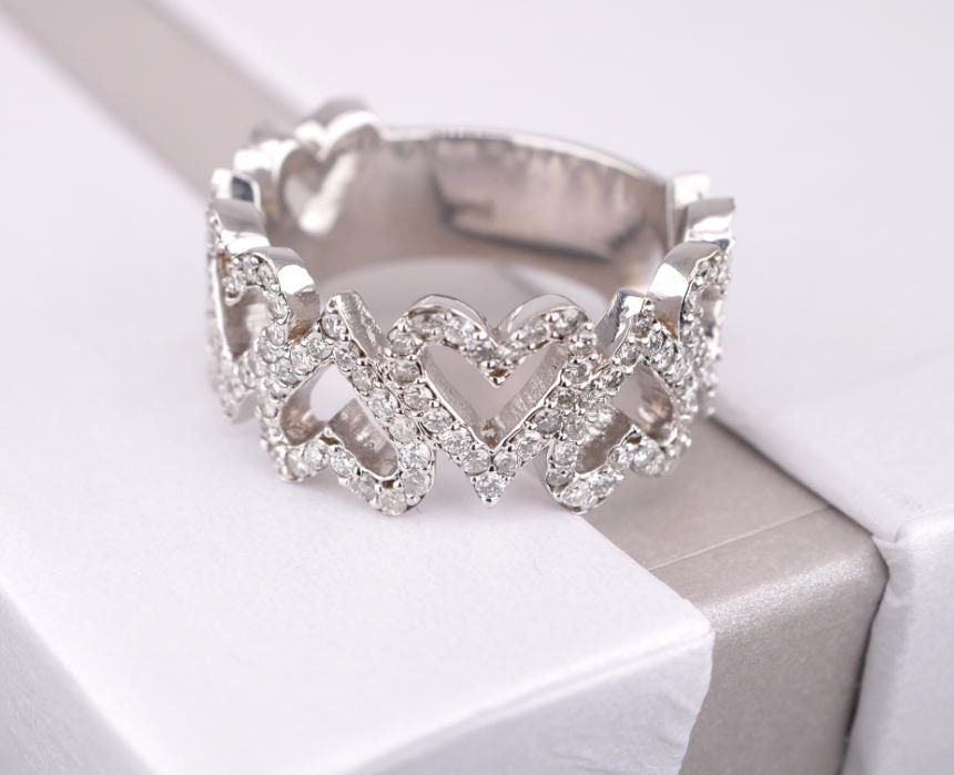 Pave Heart Shape Pave Diamond Heart Ring Finger Size 6 - Etsy