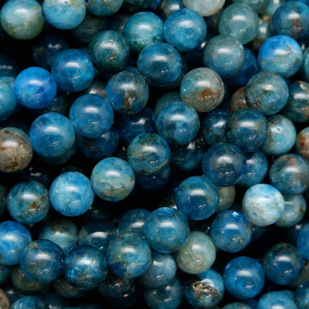 Authentic 100% Natural Blue Apatite Smooth Round 6mm, 7mm, 8mm, 9mm ...