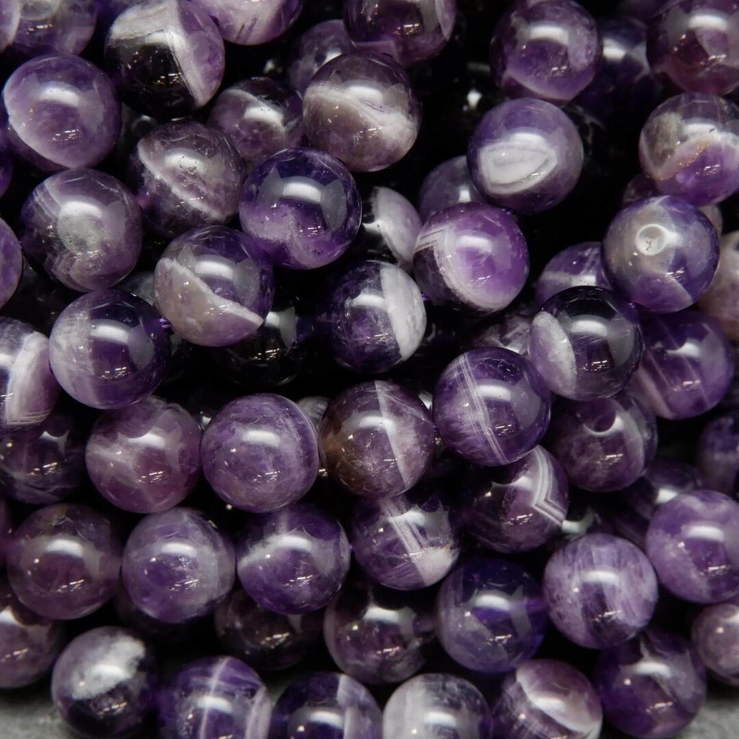 Chevron Amethyst Smooth Round 6mm, 8mm, 10mm, 12mm, 14mm, 16mm - Etsy