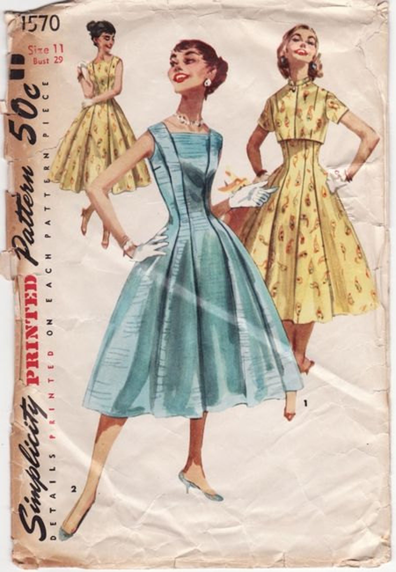 Simplicity 1570 50's Day Cocktail Sleeveless Evening - Etsy