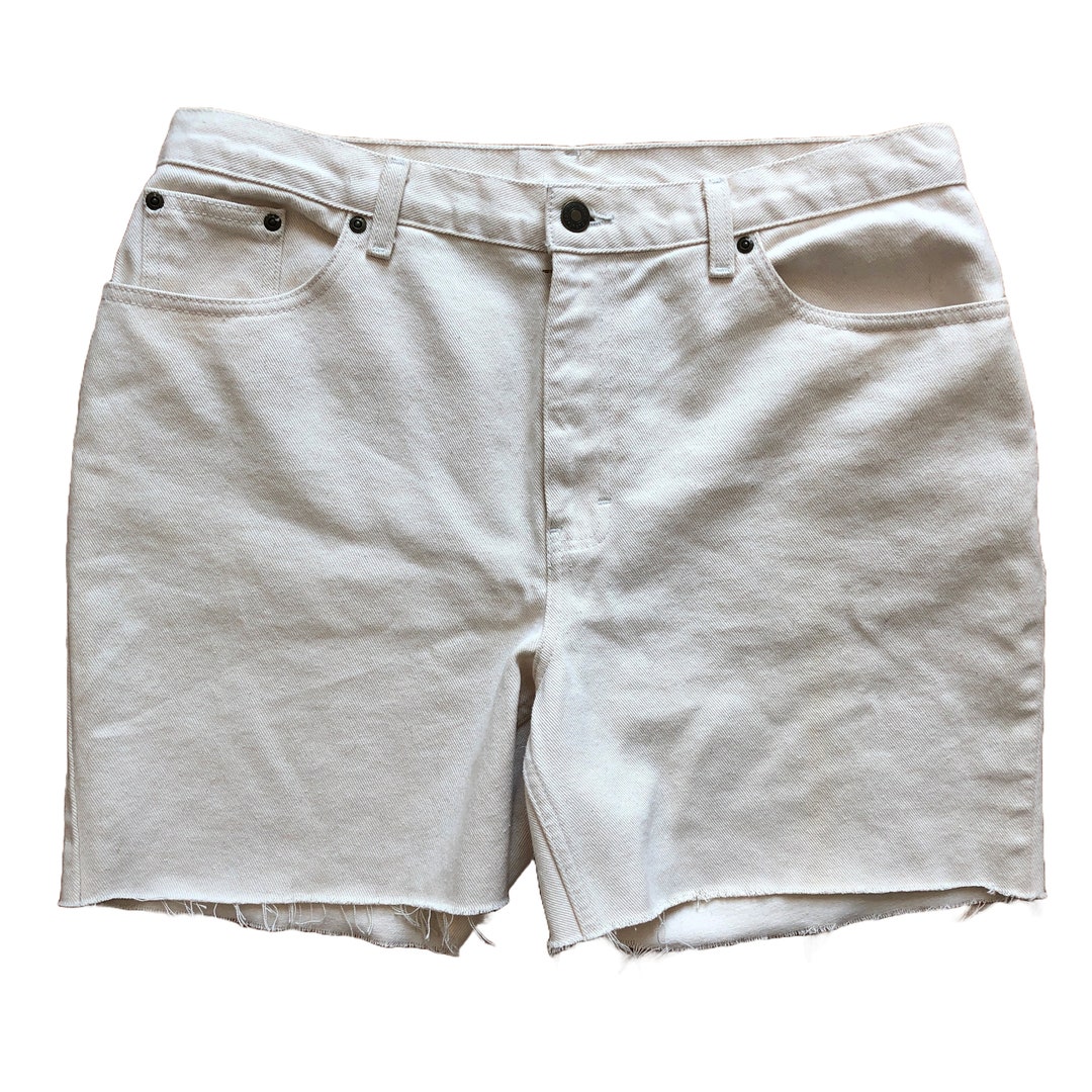 Vintage off White High Rise Jean Cut Offs / Natural Cotton Shorts ...