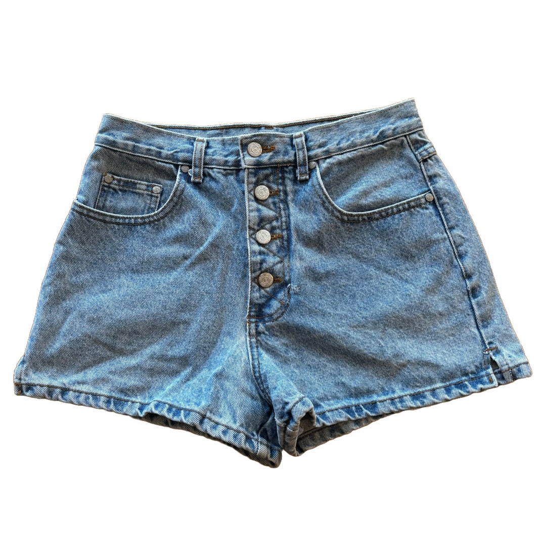 Vintage High Waisted Medium Wash Denim Button Fly Short Shorts - Etsy