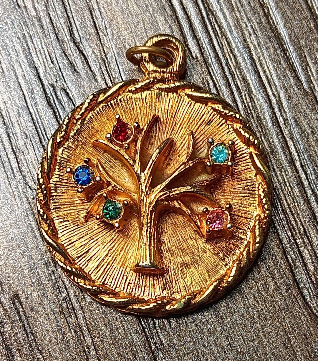 Gold Tone Family Tree of Life Pendant / Charm With 5 Stones - Etsy