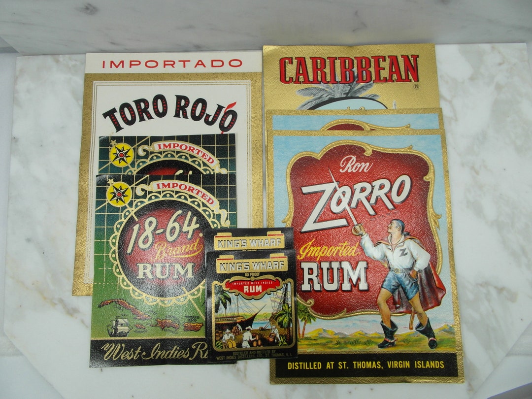 New Old Stock Rum Labels West Indies, ST. Thomas, Virgin Islands Set of ...