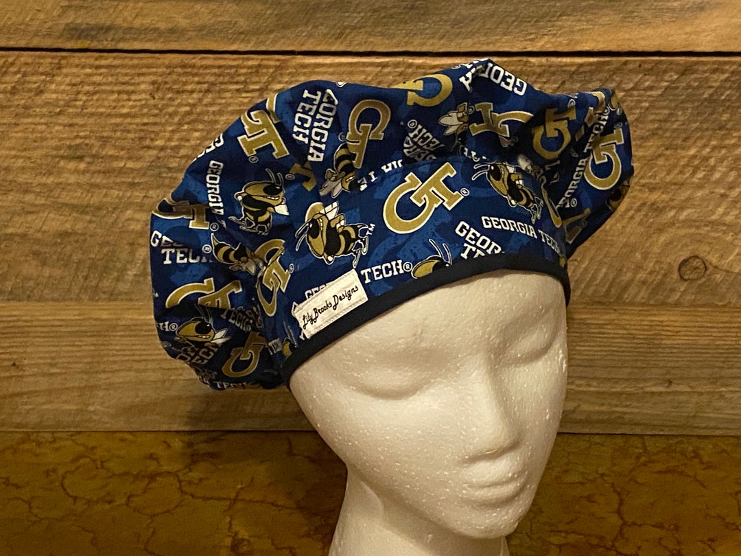 Georgia Tech Scrub Cap/pony Tail-bouffant-traditional Scrub Cap ...