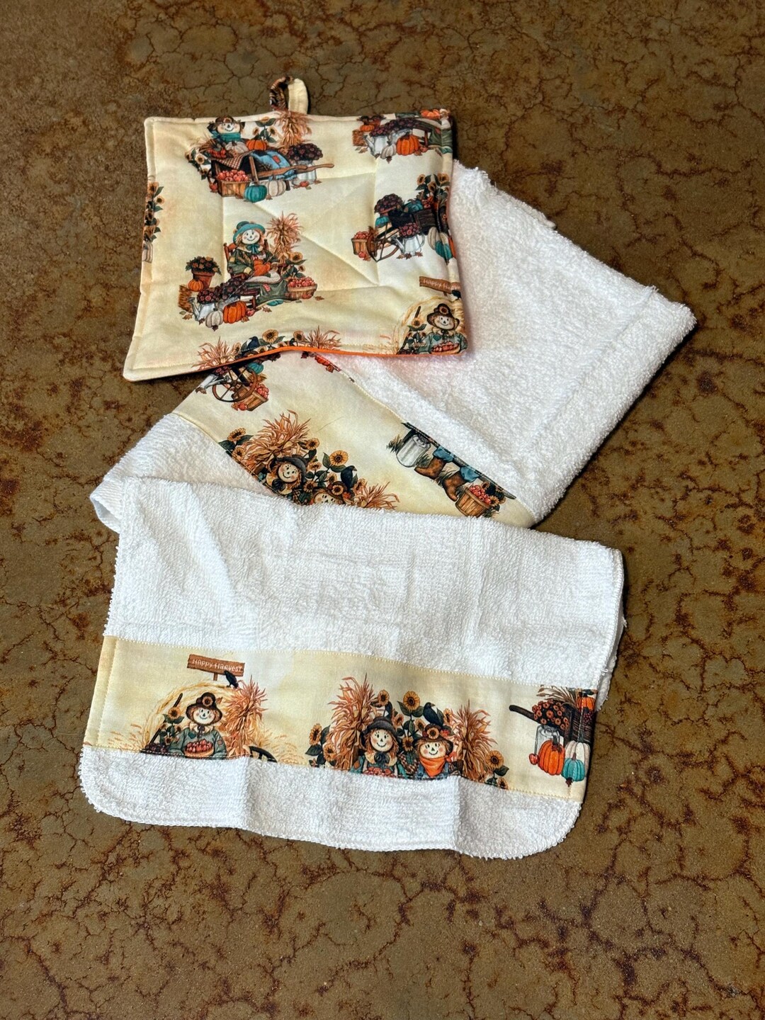 Fall Themed Kitchen Linens-pumpkin/scarecrow Kitchen Towel-autumn ...