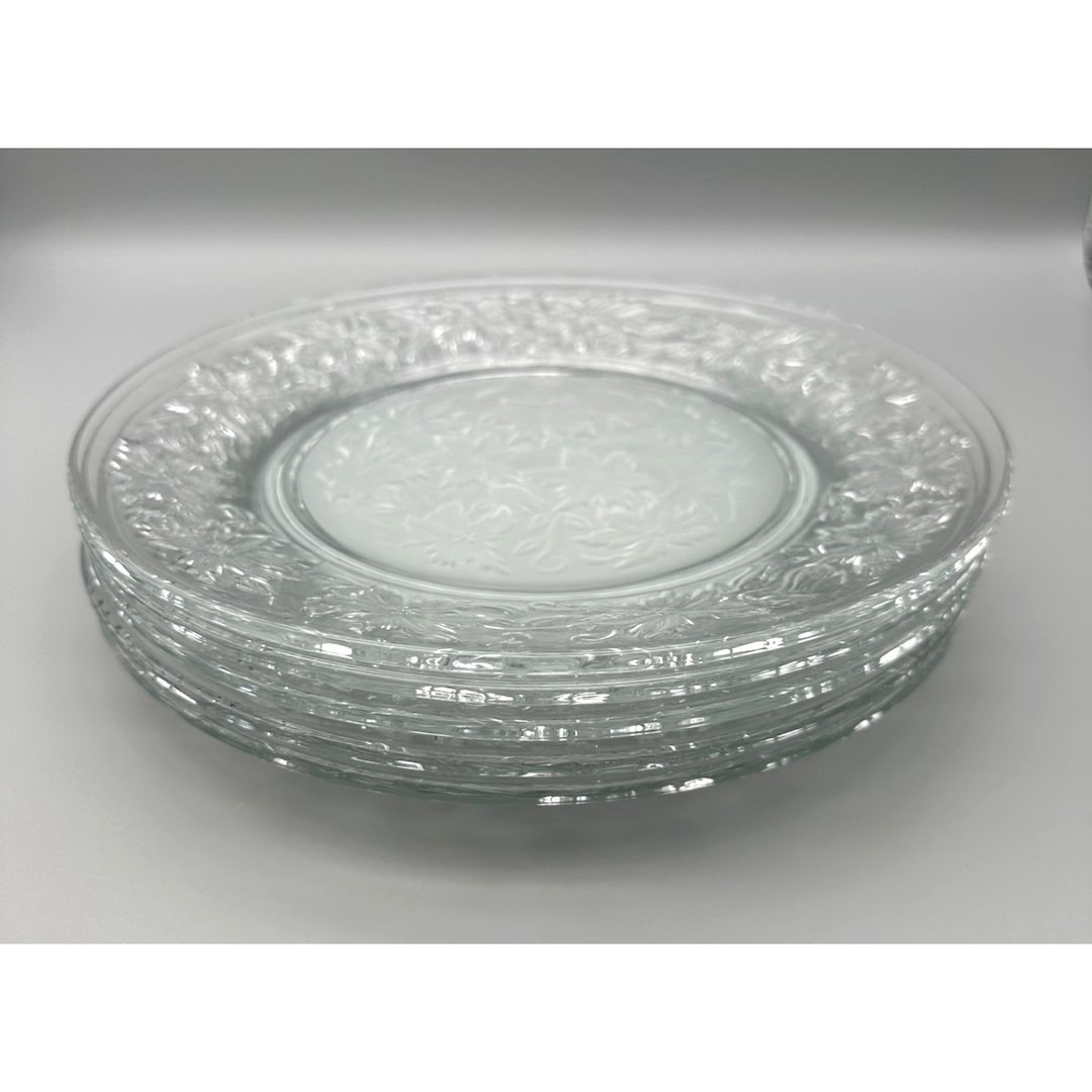 Princess House Dinner Plates Fantasia Set 5 Crystal Poinsettia 10 ...