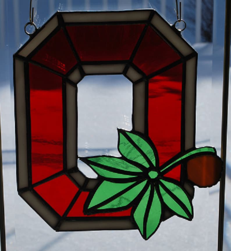 Stained Glass Ohio State Buckeye Sun Catcher/ Wall Hanging Home/ Dorm ...