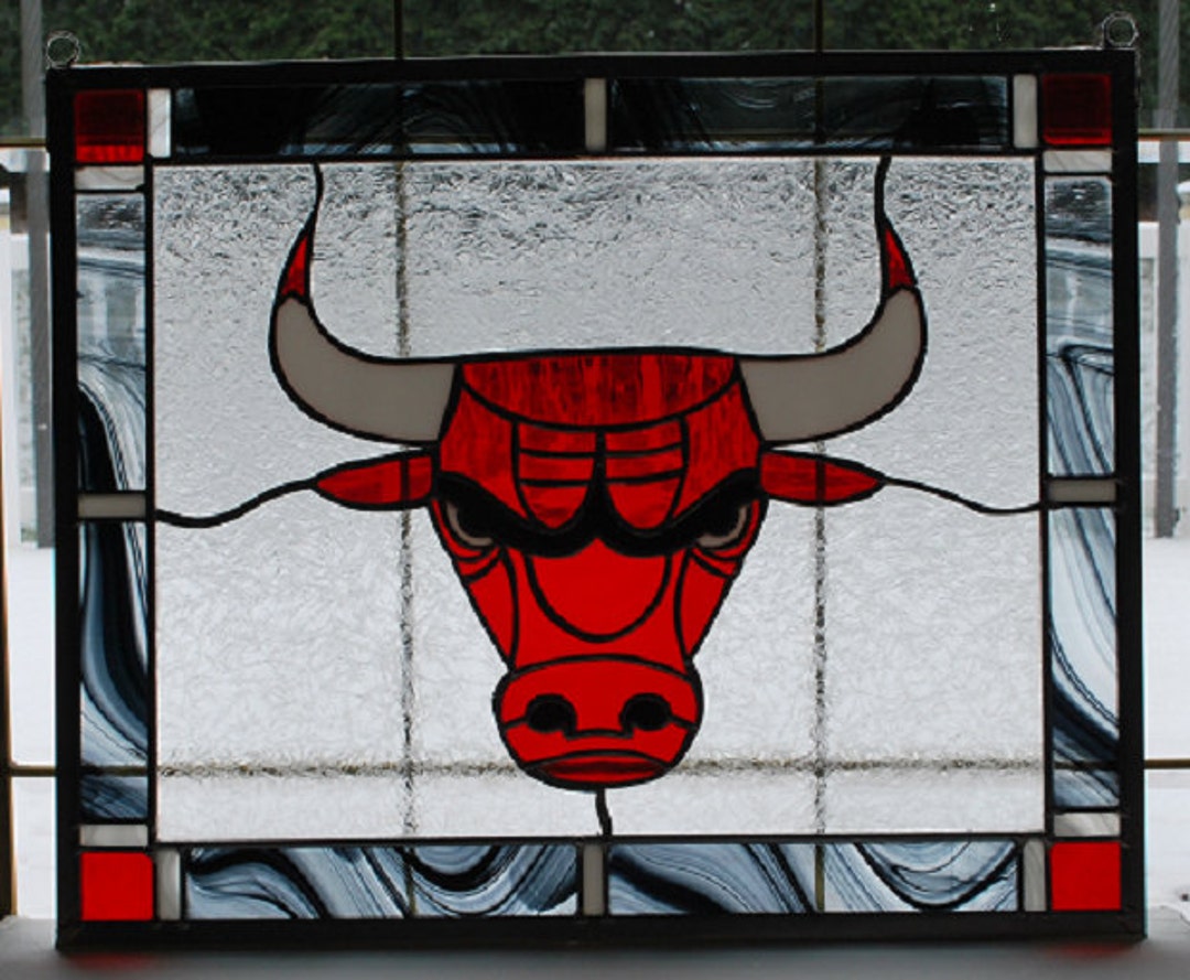 Stained Glass Red Bull Panel - Etsy