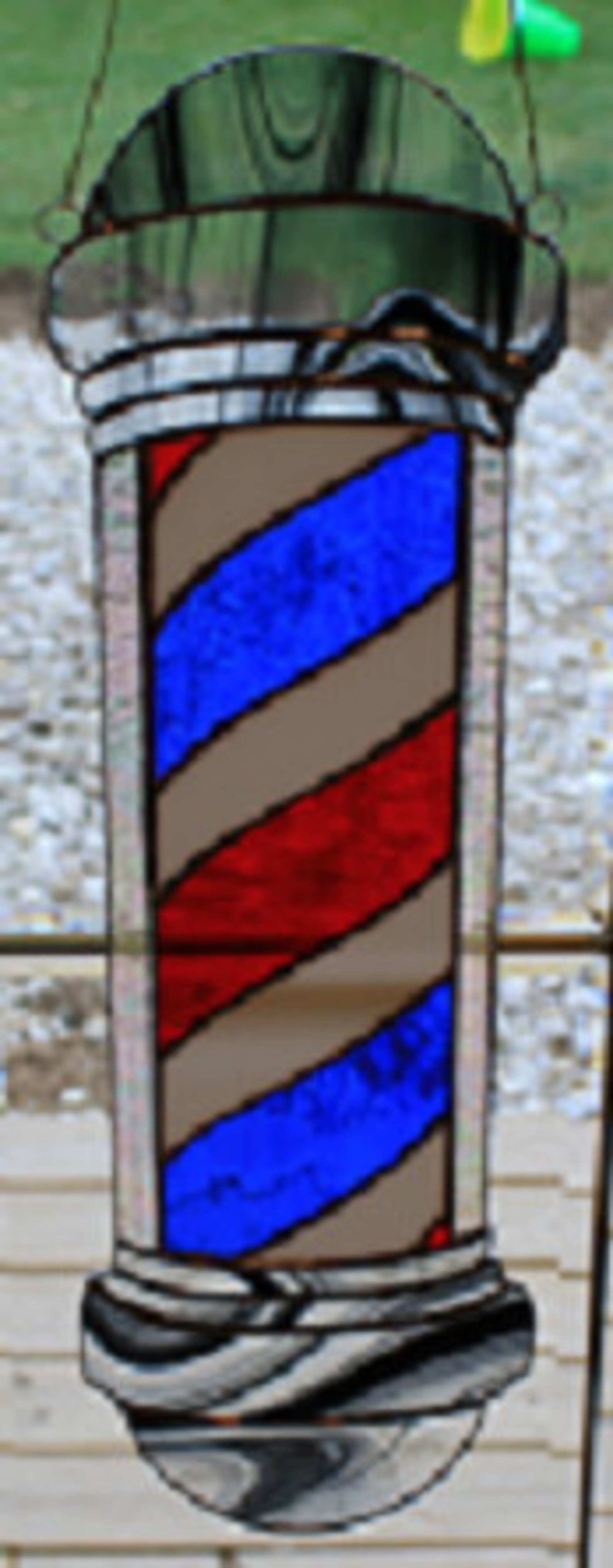 Stained glass black/clear swirl Barber Pole | Etsy