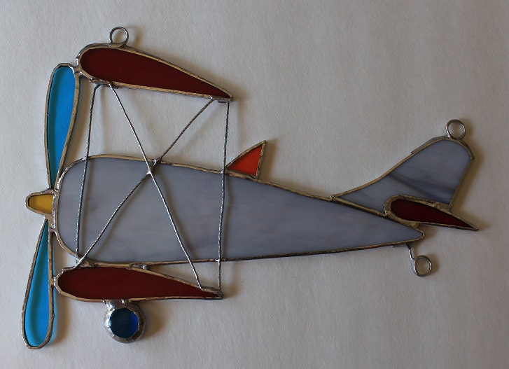 Stained Glass WWI Era Bi-plane | Etsy