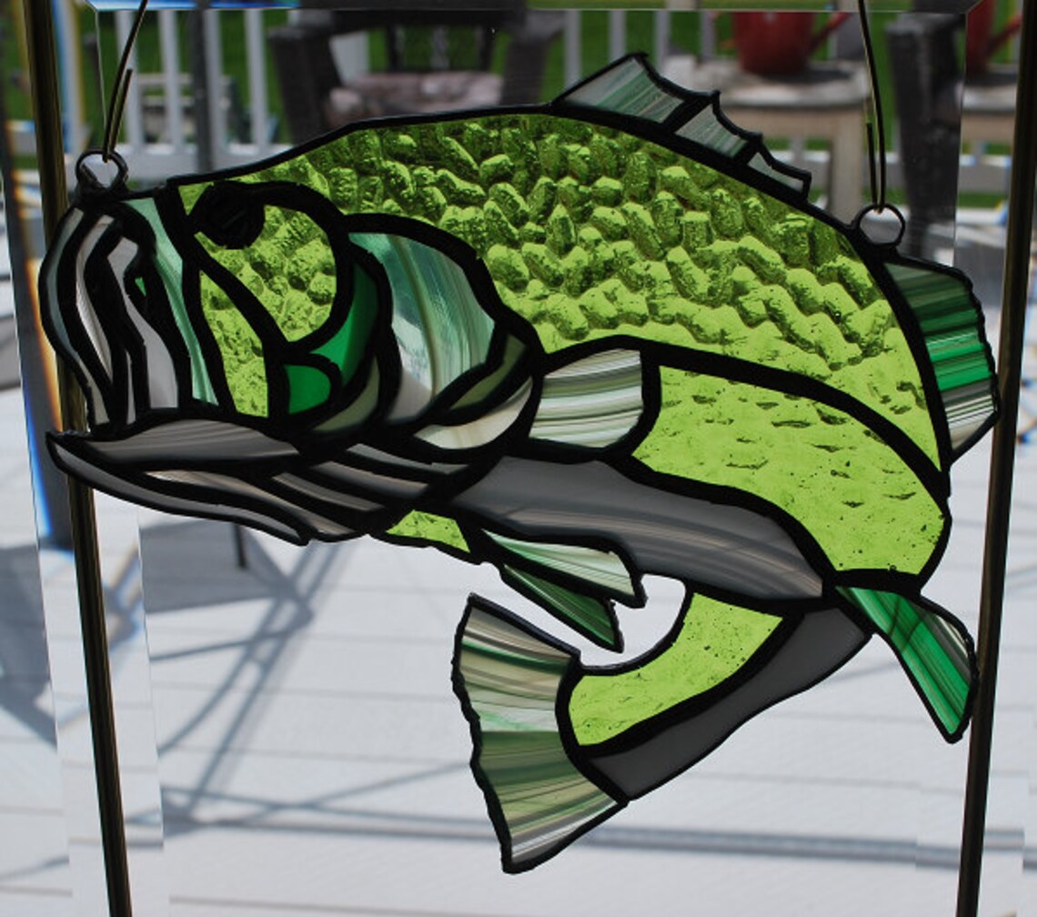 Large Mouth Bass Stained Glass Suncatcher Wall Hanging - Etsy